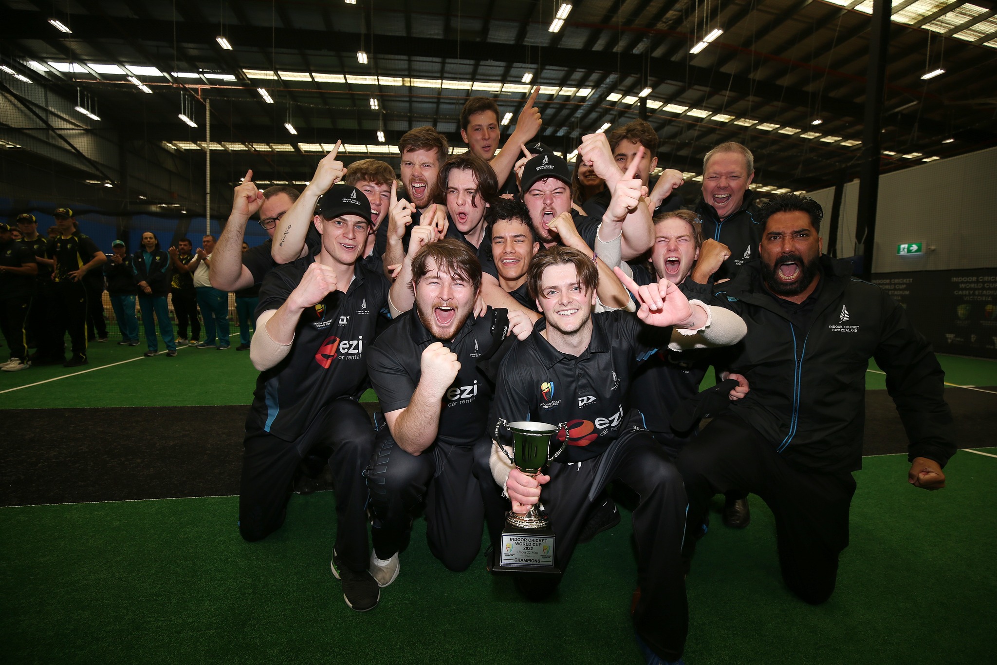 Local indoor cricketers celebrating World Cup success