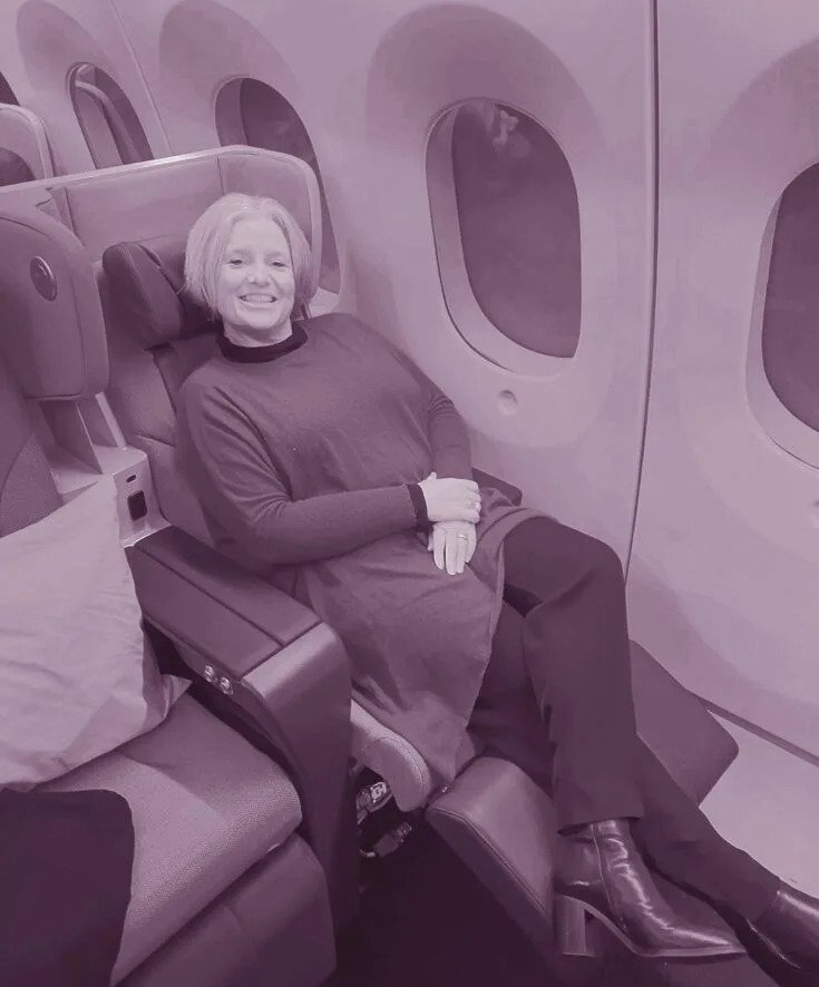 Megan Singleton tests out Air NZs new seats