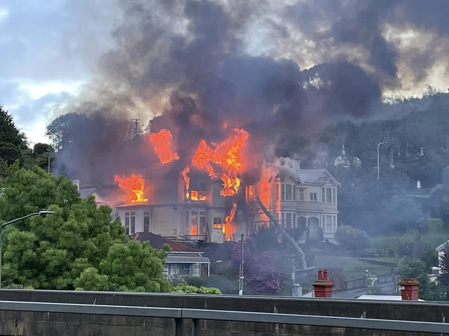 Arrest made after huge house fire in Dunedin