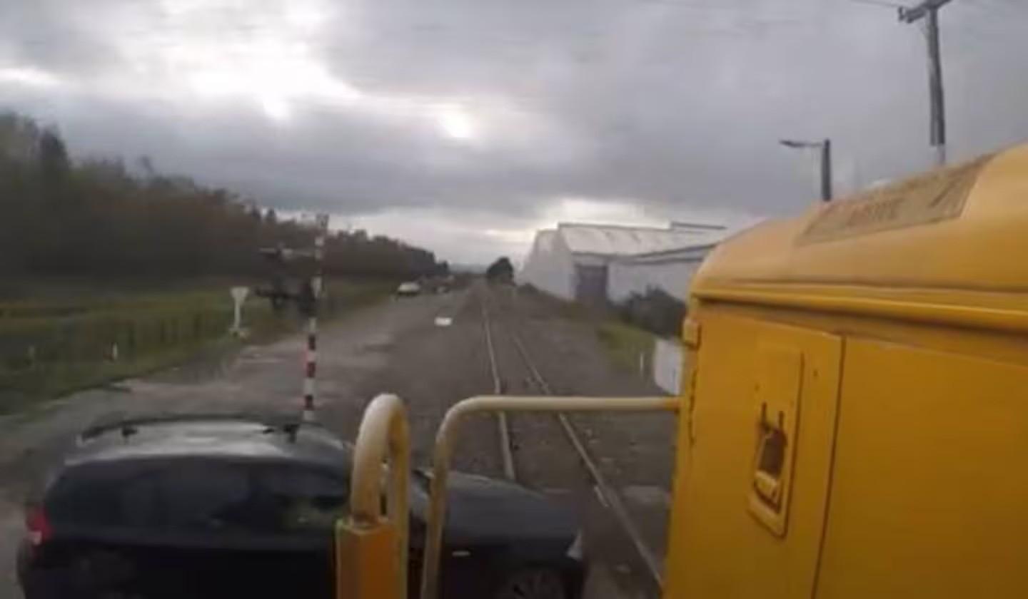 Watch: Heart-stopping footage shows train hitting car in near-fatal ...